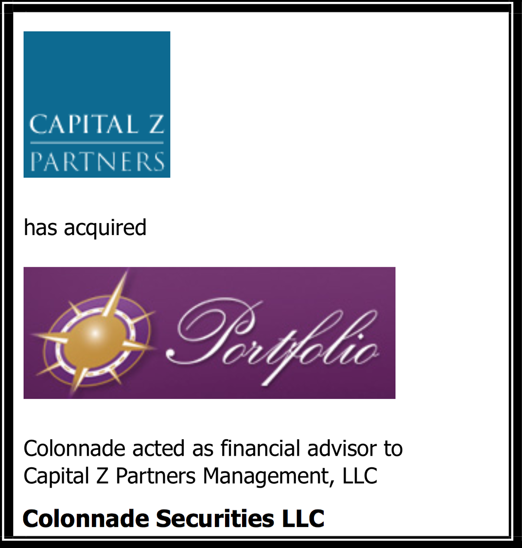 Colonnade Advises Capital Z on its Acquisition of Portfolio Group ...
